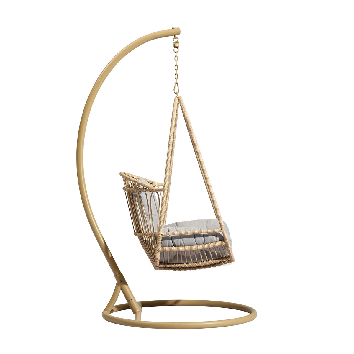 Byron Hanging Chair Natural/Taupe Grey Cushion – Early Settler NZ