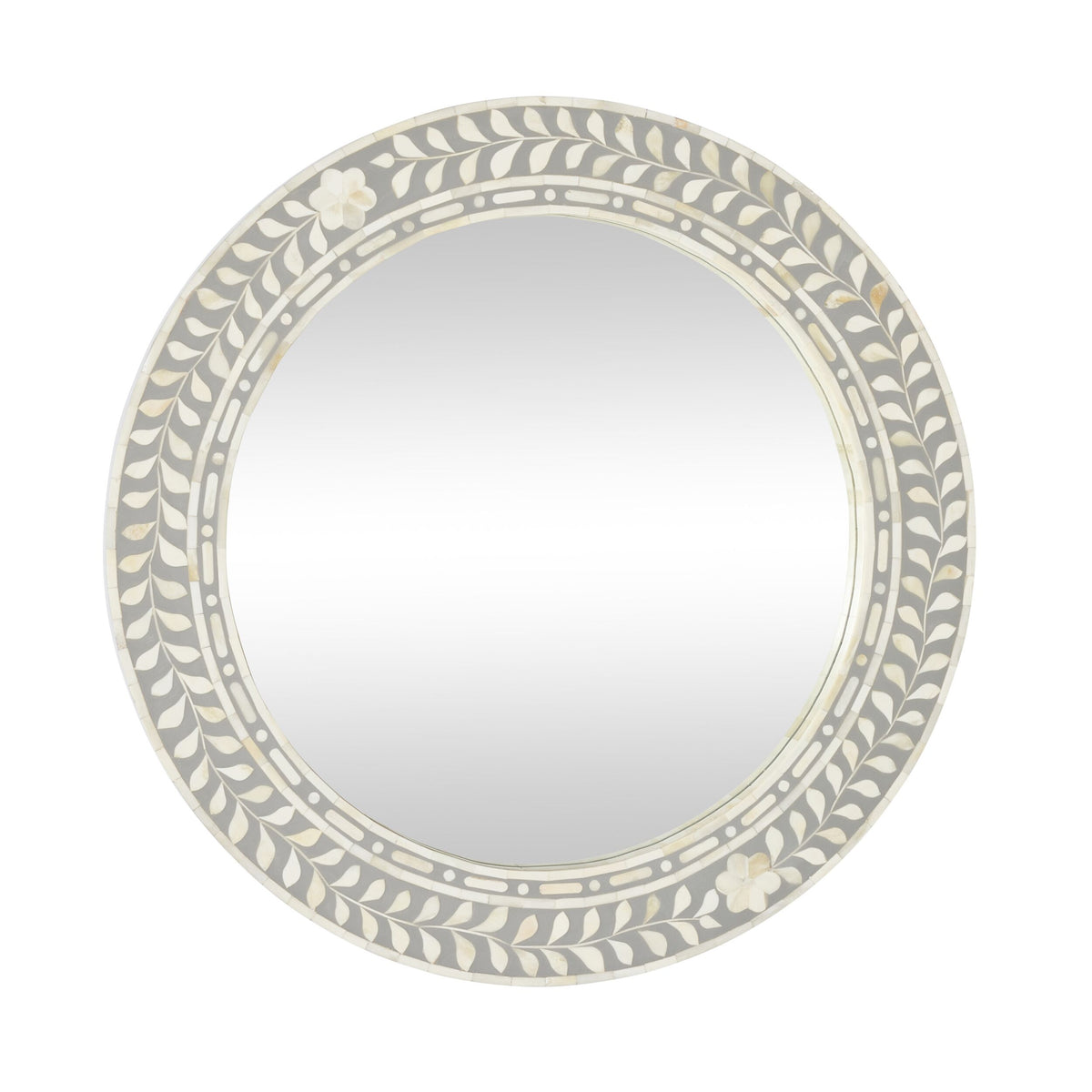 Bone Inlay Round Mirror Grey and White 60cm – Early Settler NZ
