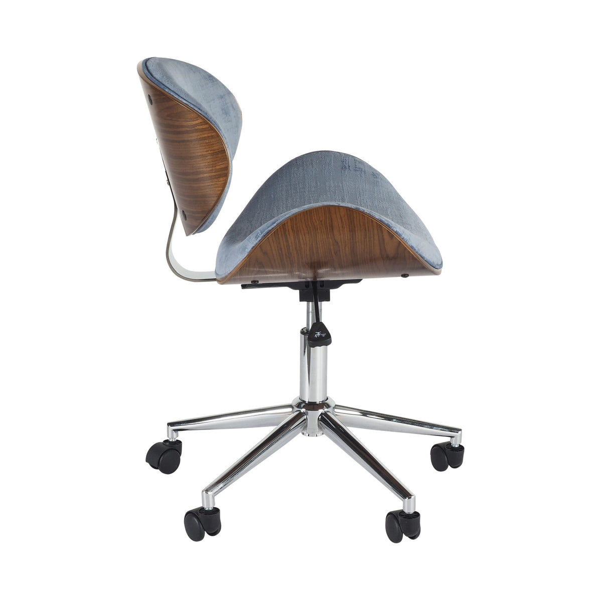 Jetson Desk Chair Timber Veneer Back Brushed Blue – Early Settler NZ