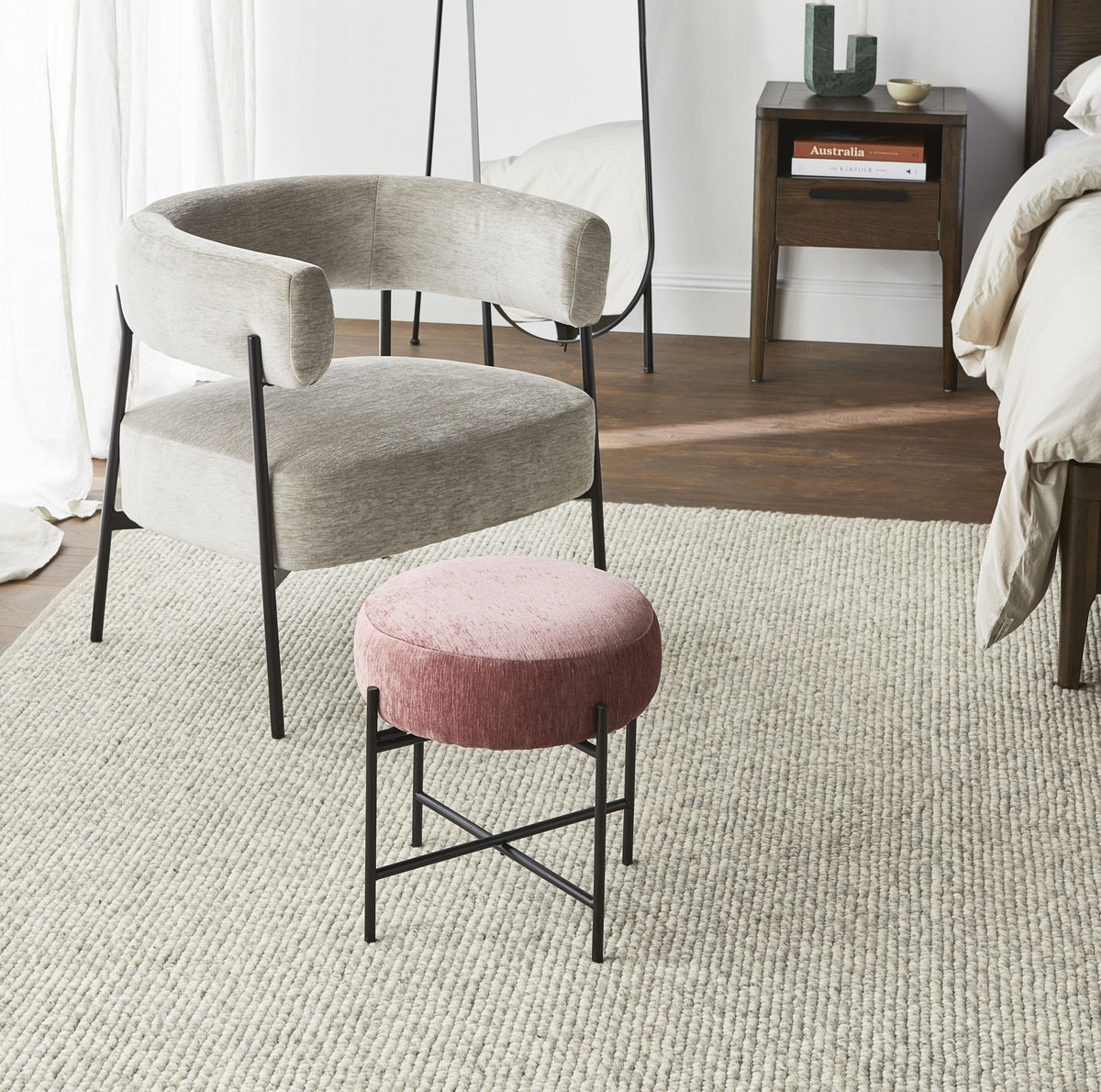 Mads Round Footstool Cascade Rose – Early Settler NZ