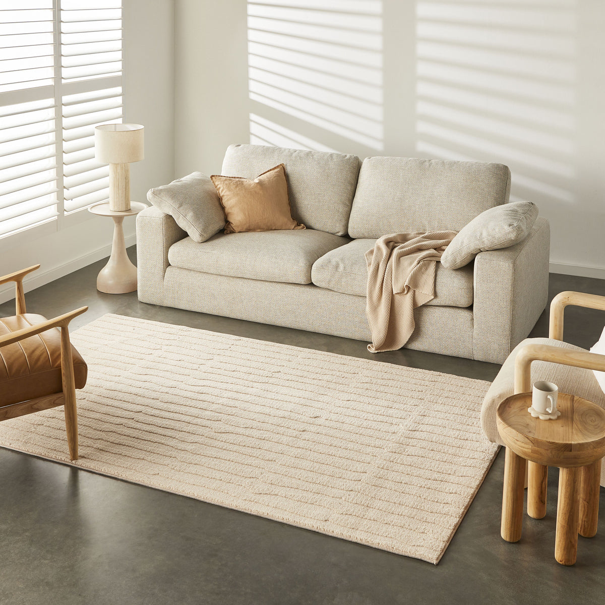 Fractured Lines Hi Lo Rug Rose Ash 150x240cm – Early Settler NZ